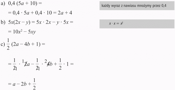 Mnożenie jednomianów przez sumy algebraiczne - Matematyka - Opracowania.pl