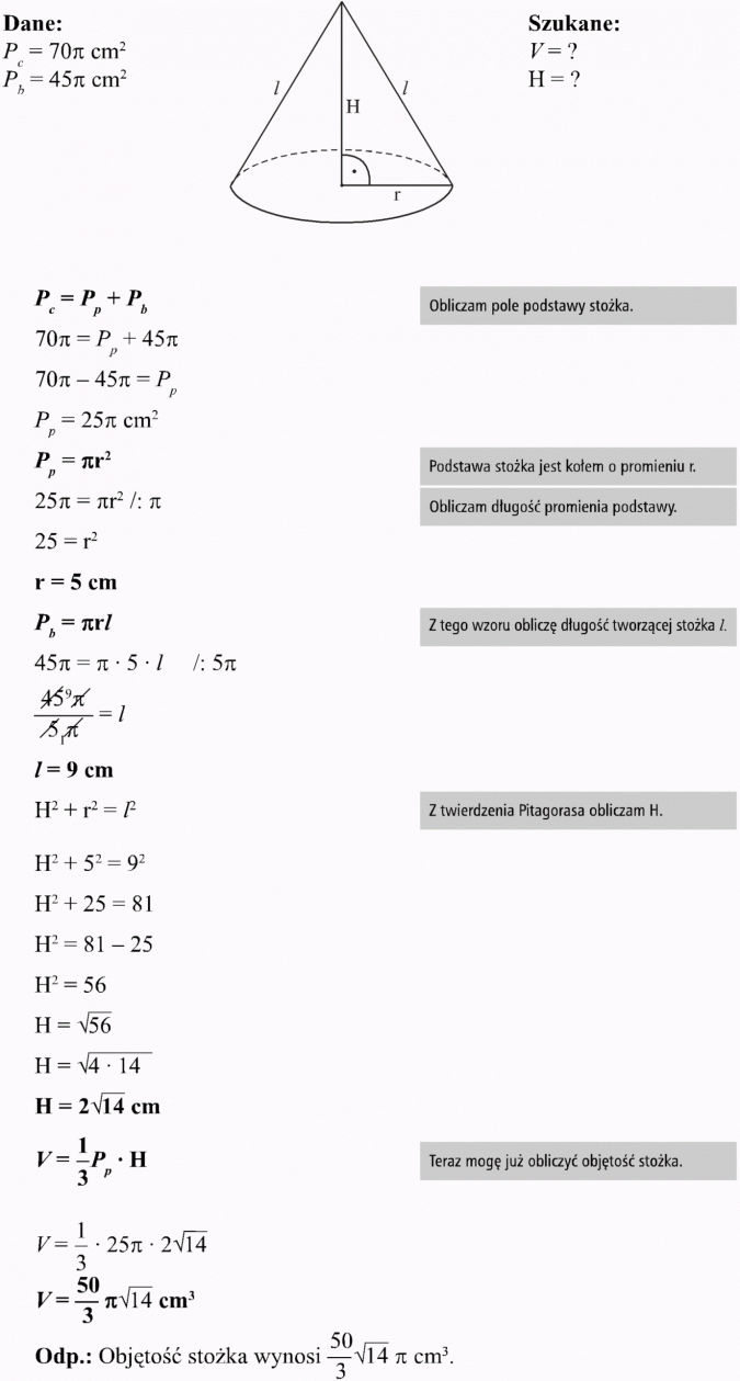Stożek - Matematyka - Opracowania.pl