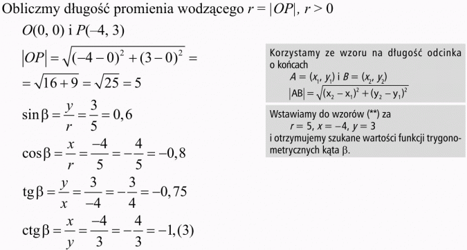 Funkcje trygonometryczne dowolnego kąta - Matematyka - Opracowania.pl
