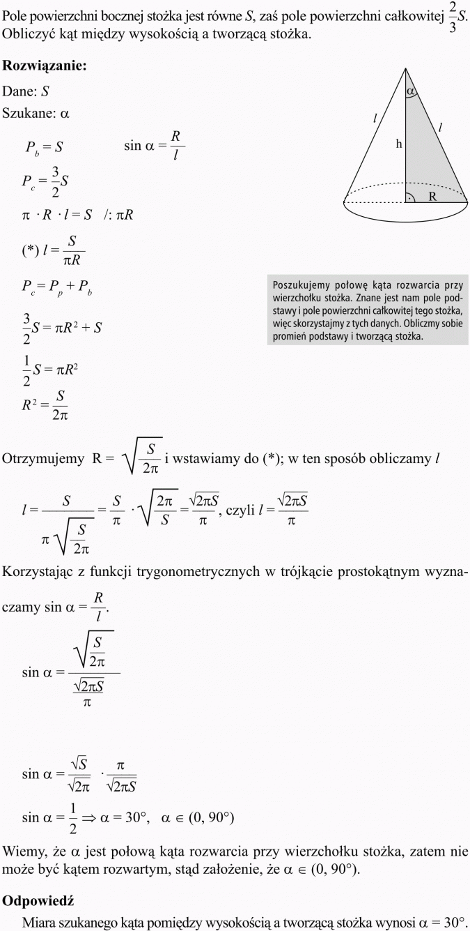 Stożek obrotowy - Objętość i pole powierzchni stożka - Matematyka ...